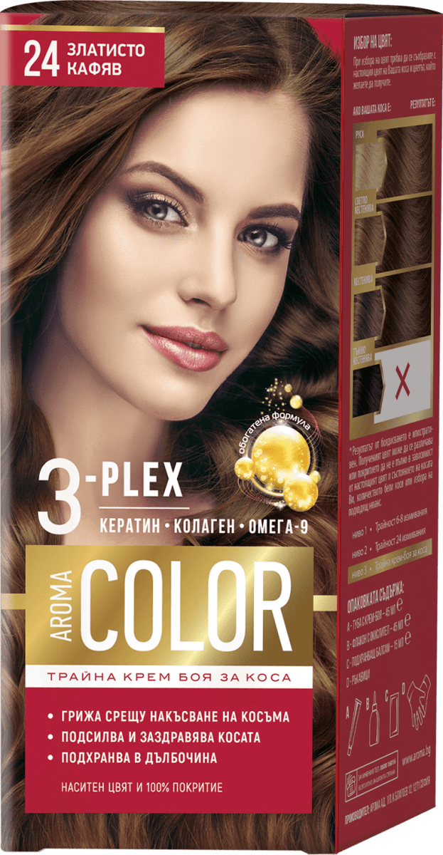 AROMA COLOR Боя за коса - Nr.24 Златисто кафяв, 1 бр. | dm България