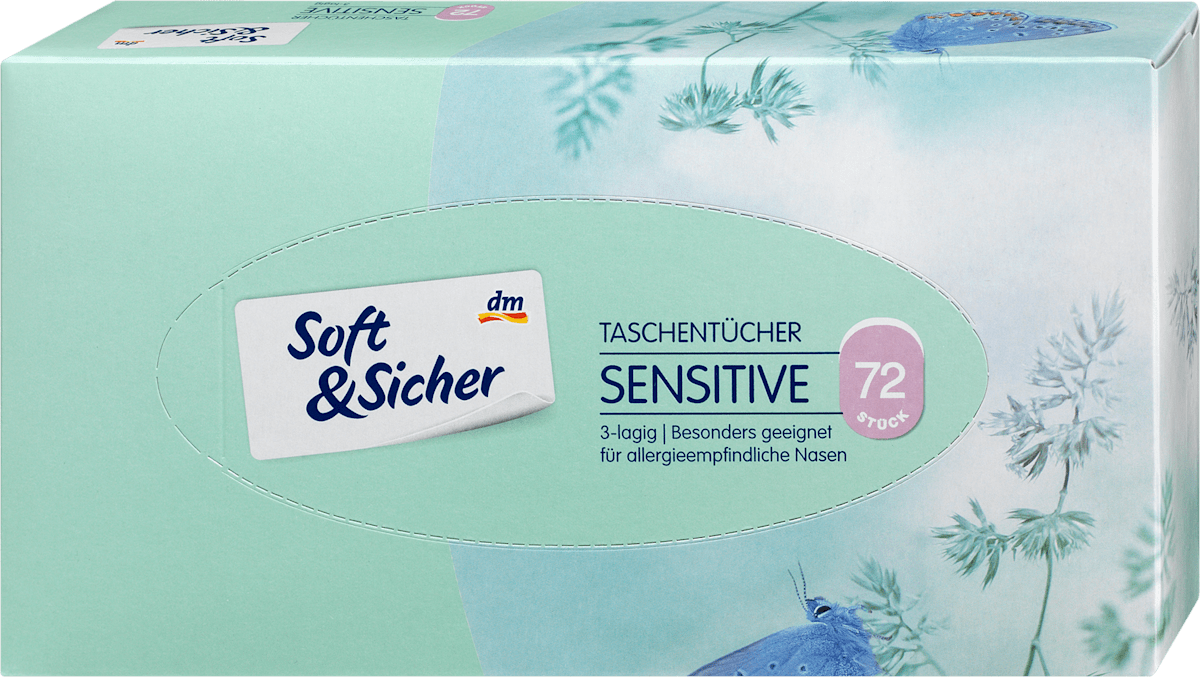 Soft&Sicher SENSITIVE , papirne maramice u kutiji, 3-slojne, 72 kom | dm.rs