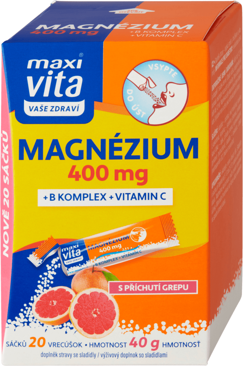 maxi vita magnézium 400 mg + B komplex + vitamin C, 20 ks | dm.cz