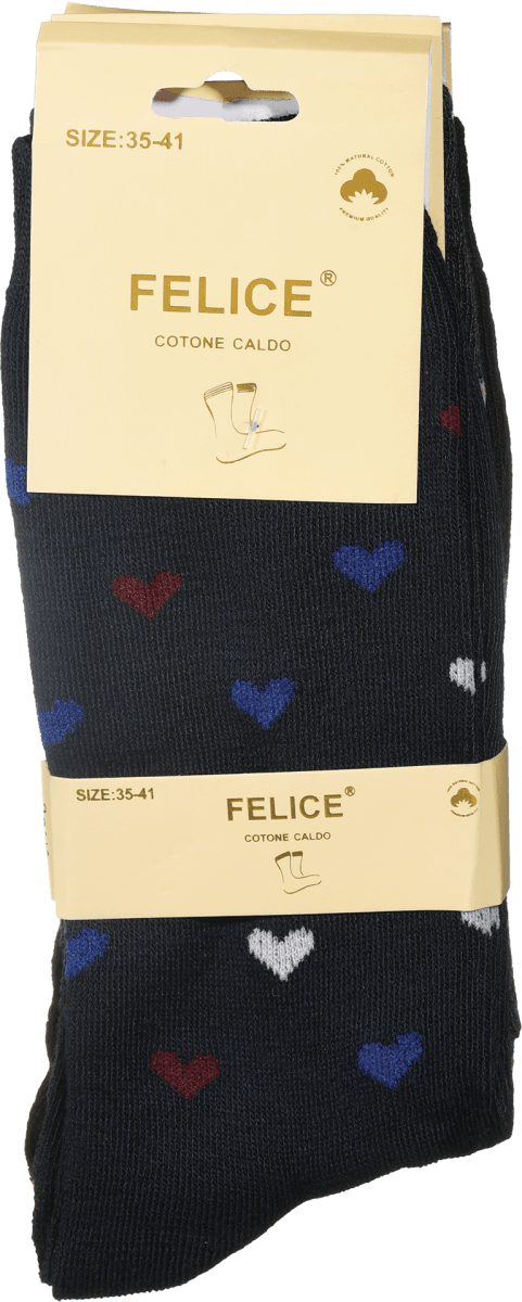 FELICE Ženske bombažne nogavice, 35-41, srca, več različic, 3 kos | dm.si