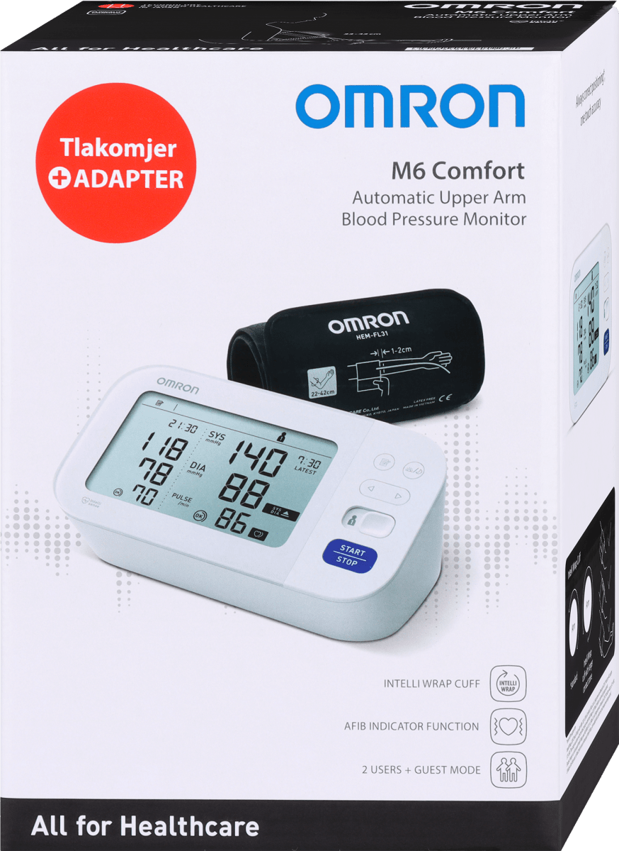 OMRON M6 comfort s pametnom manžetom + adapter, 1 kom. | dm.hr