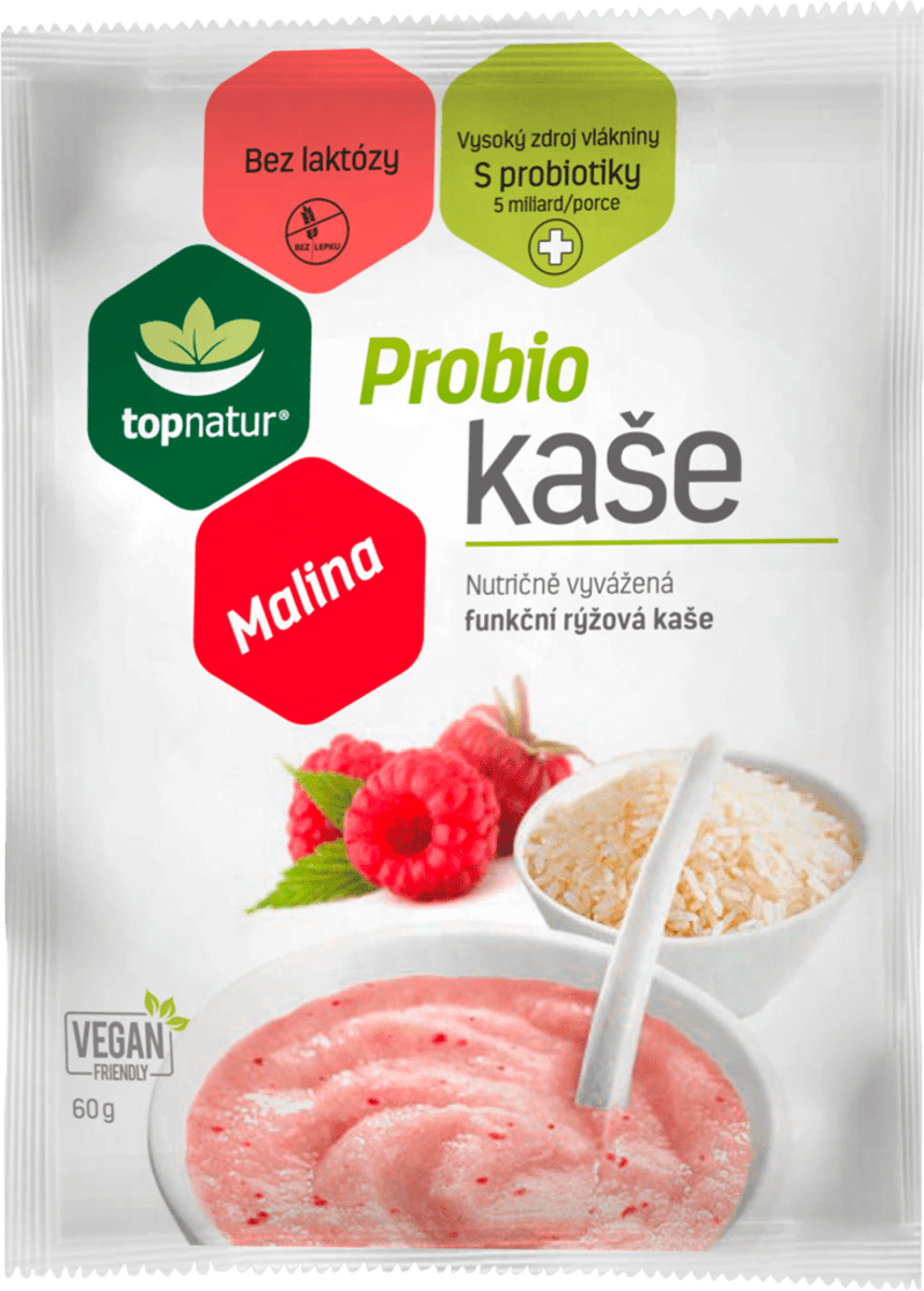 Topnatur Probio rýžová kaše malina, 60 g | dm.cz
