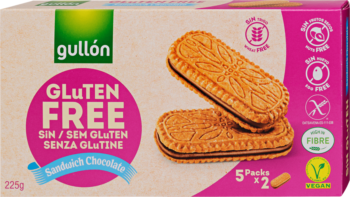 Gullon Biscuiti cu crema de cacao fara gluten, 225 g | dm.ro