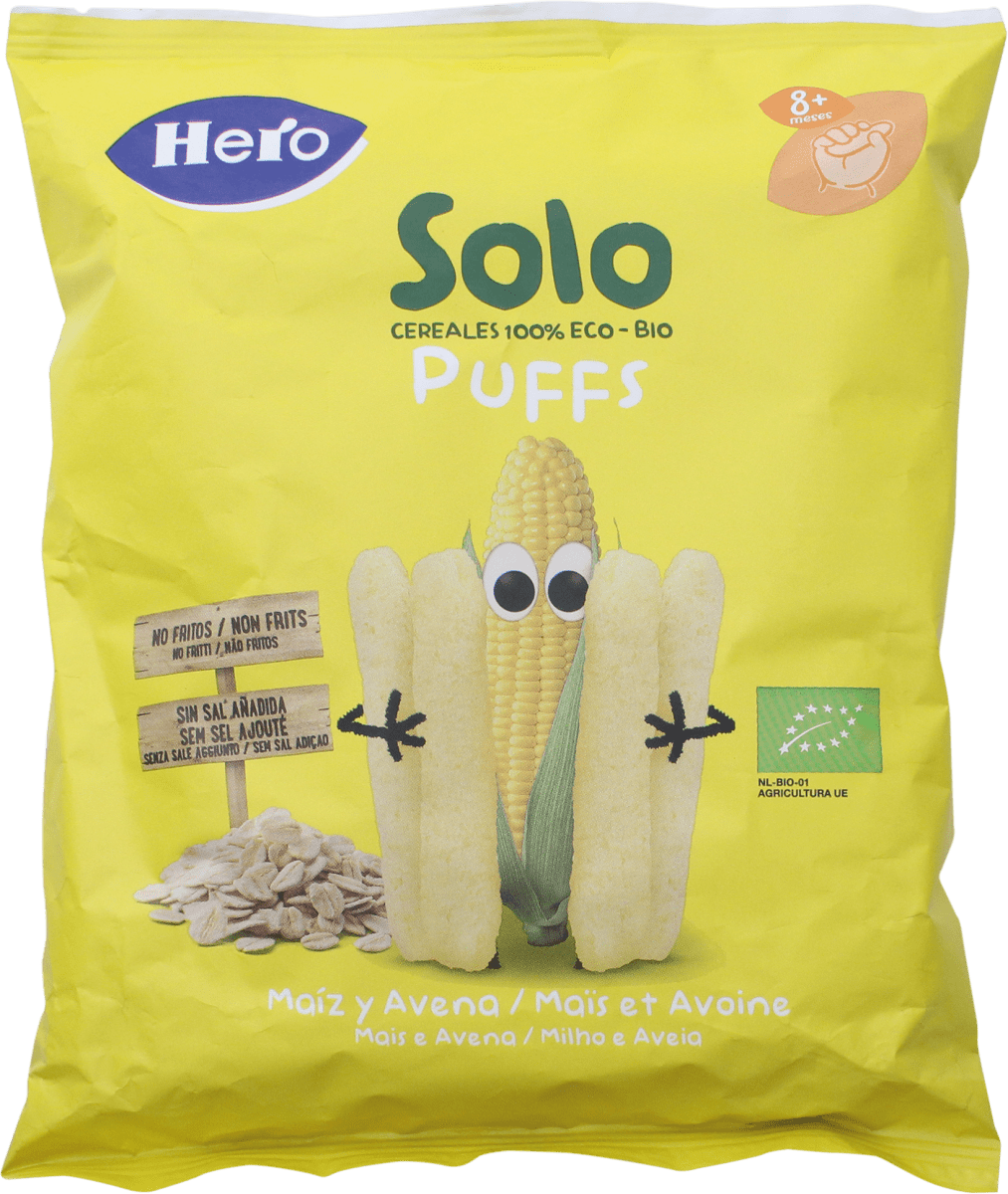 Hero Solo Snack Puffs mais e avena biologici, 25 g | dm Italia