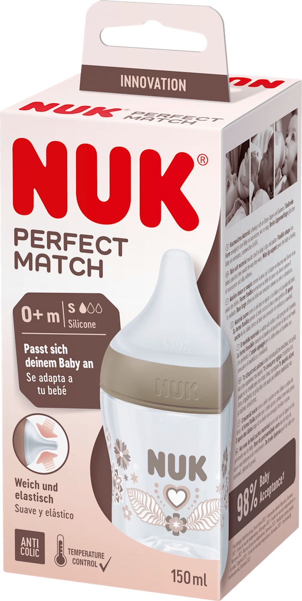 NUK Babyflasche Perfect Match, braun, 0-6 Monate, 150ml, 1 St dauerhaft ...