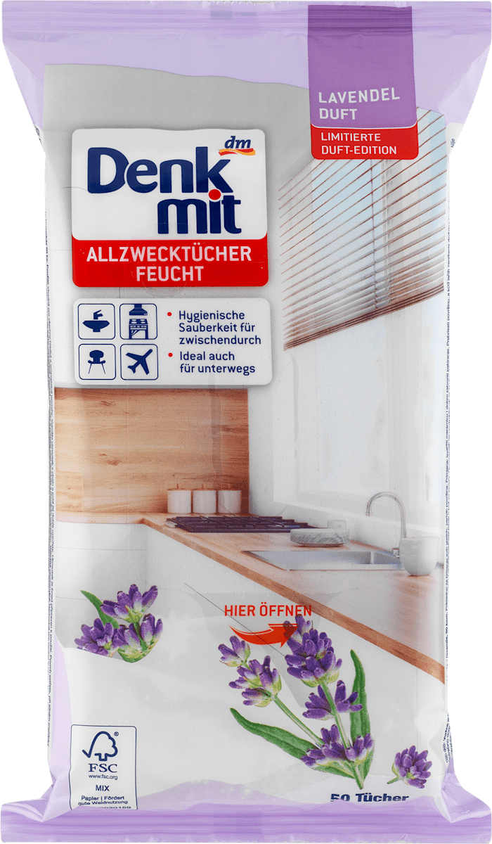Denkmit Allzwecktücher Feucht Lavendel, 50 St | dm.at