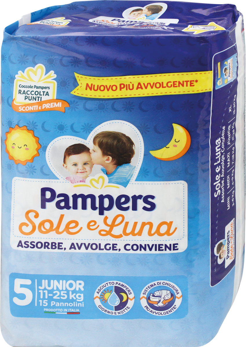 Pampers Pannolini Sole e Luna taglia 5 junior (11-25 kg), 15 pz | dm Italia