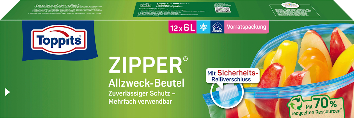 Toppits Zipper Allzweckbeutel 6 L, 12 St dauerhaft günstig online ...