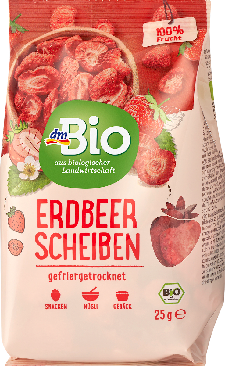 dmBio bio mrazem sušené ovoce, jahody lyofilizované, 25 g | dm.cz