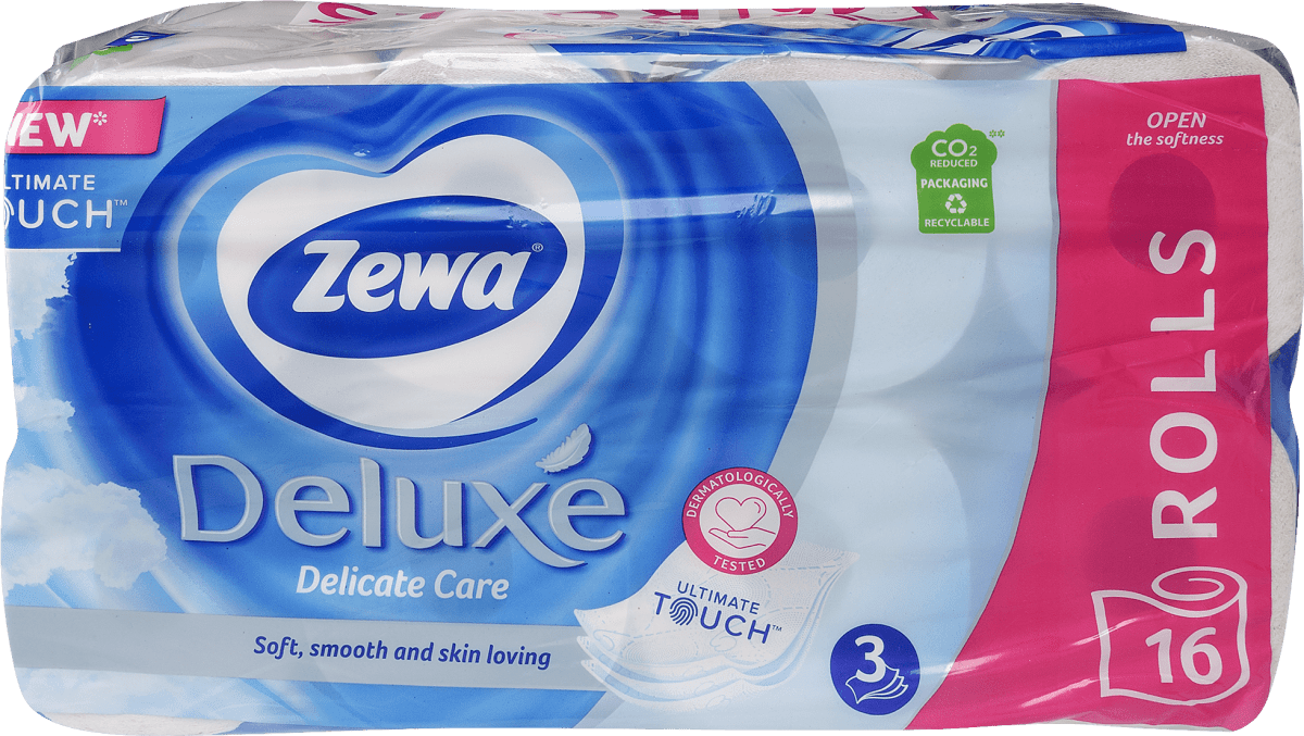 ZEWA Toalettpapír Deluxe Delicate Care 16 tekercs 3 rétegű, 2 400 lap | dm.hu