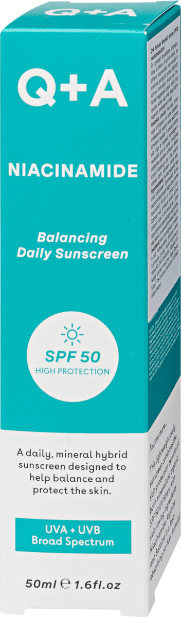 Q+A Niacinamide SPF 50 Balancing Daily Sunscreen krema za lice, 50 ml ...