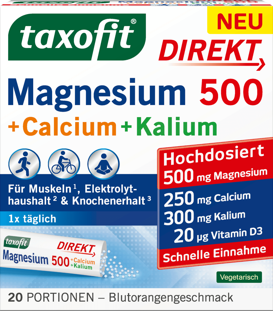 taxofit Magnesium 500 + Calcium & Kalium Direkt Granulat 20 St, 62 g ...