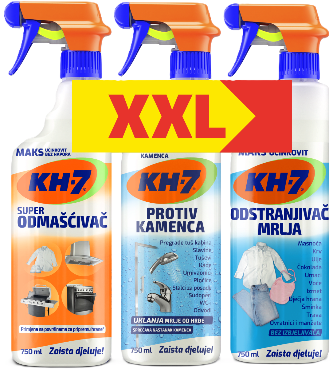 KH-7 Trio pack XXL – odmašćivač, sredstvo za uklanjanje kamenca i sredstvo za uklanjanje mrlja ...
