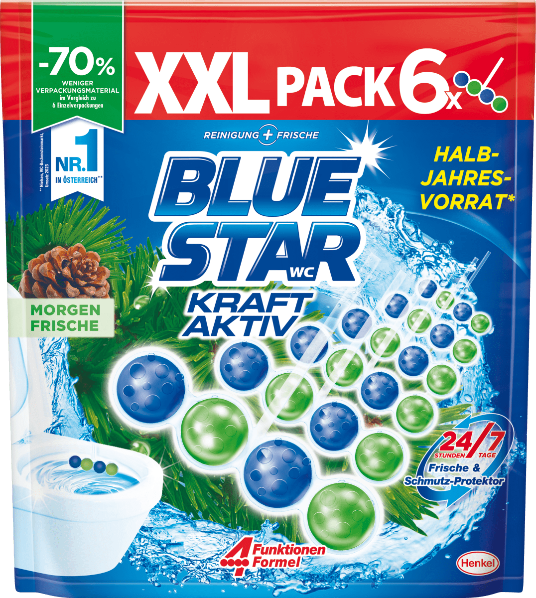 BLUE STAR WC-Stein Kraft-Aktiv Morgenfrische XXL Pack (6x50g), 312 g ...