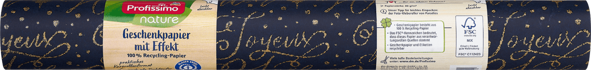 Profissimo Geschenkpapier nature Celebration Kurzrolle, 3 m dauerhaft ...
