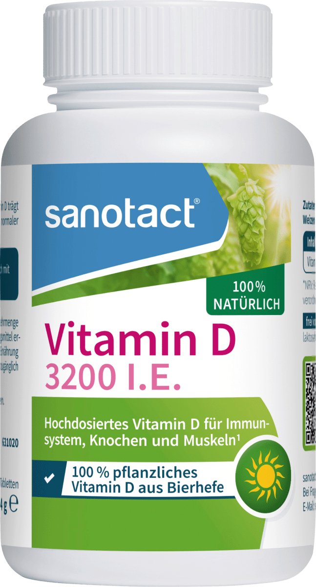 sanotact Vitamin D 3200 I.E. Bierhefe Tabletten 90 St, 44 g dauerhaft ...