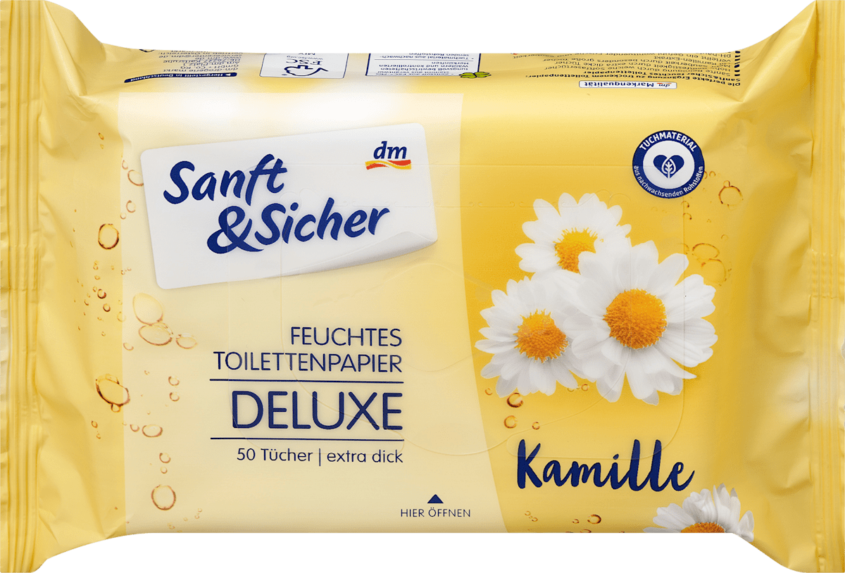 Sanft&Sicher Deluxe vlhčený toaletní papír heřmánek, 50 ks | dm.cz