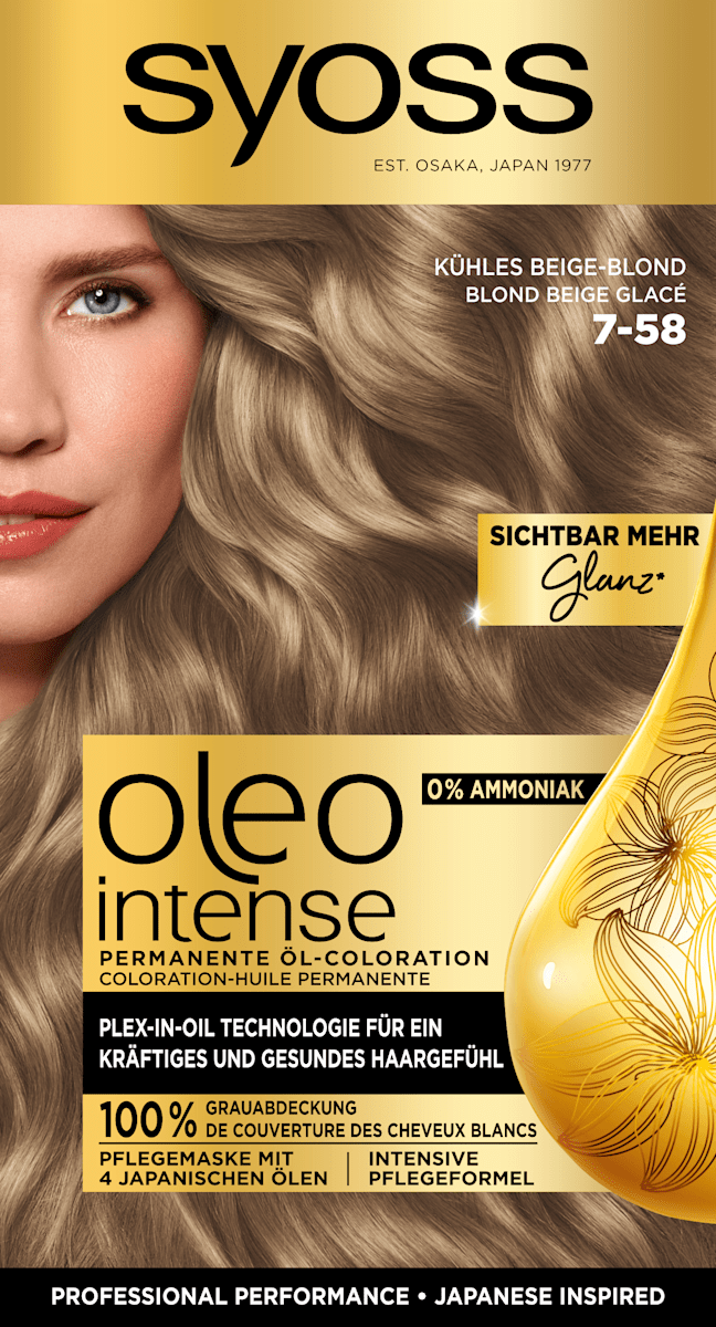 Syoss Oleo Intense Permanente Öl-Coloration - Nr. 7-58 Kühles Beige-Blond, 1 St | dm.at