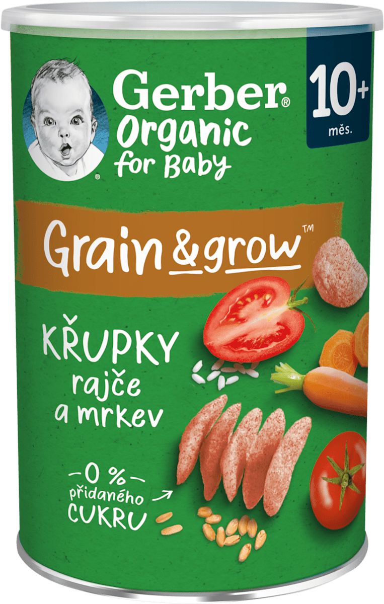 Gerber Organic Bio chrumky s rajčinami a mrkvou, 35 g | mojadm.sk