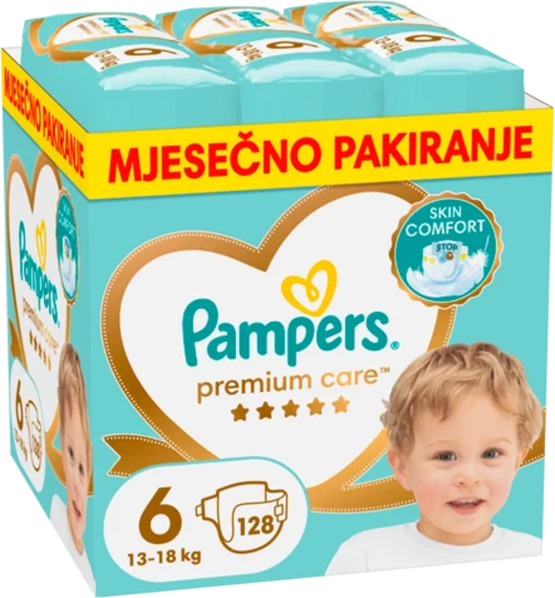 Pampers Premium Care Pelene mjesečno pakiranje vel. 6 (13 – 18 kg), 128 ...