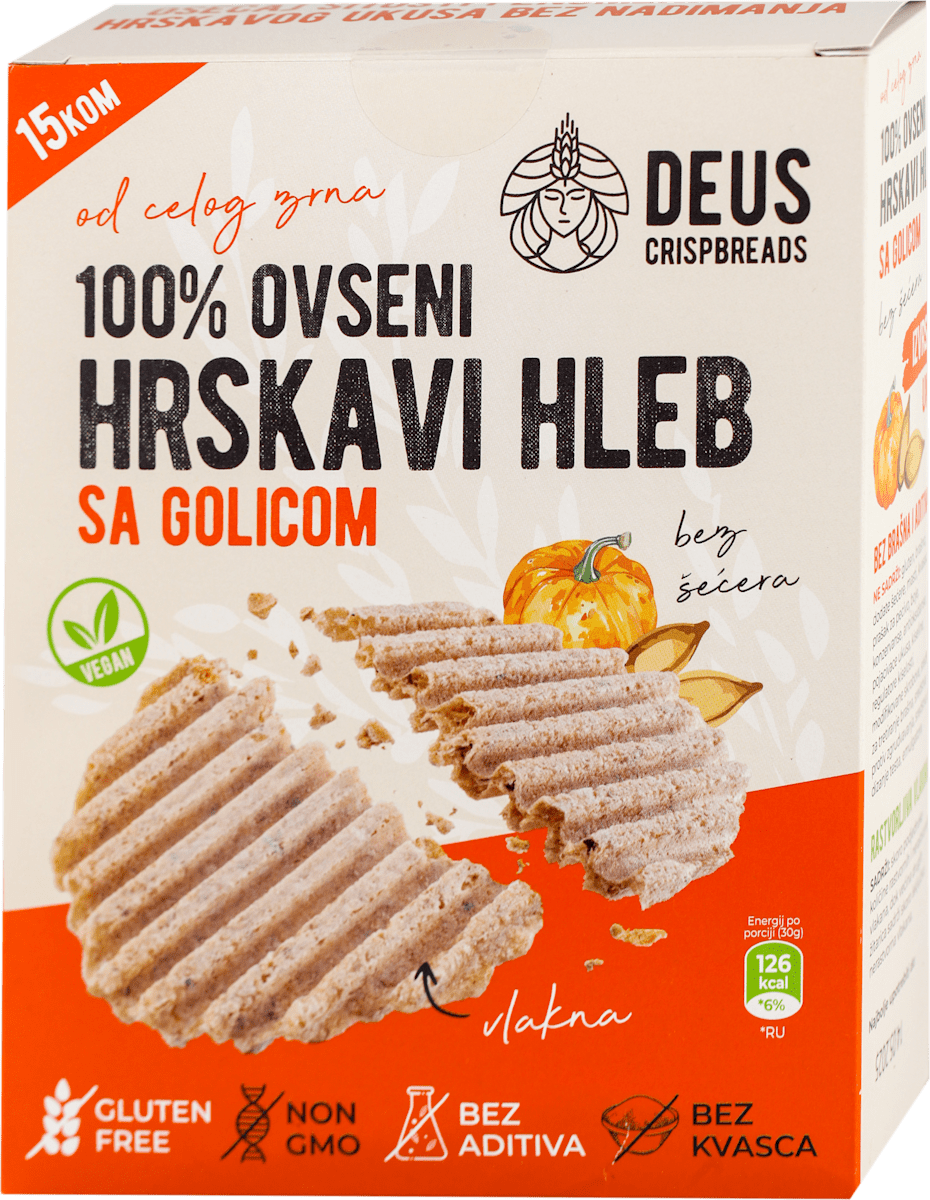 DEUS CRISPBREADS 100% OVSENI HRSKAVI HLEB SA GOLICOM, 150 g | dm.rs