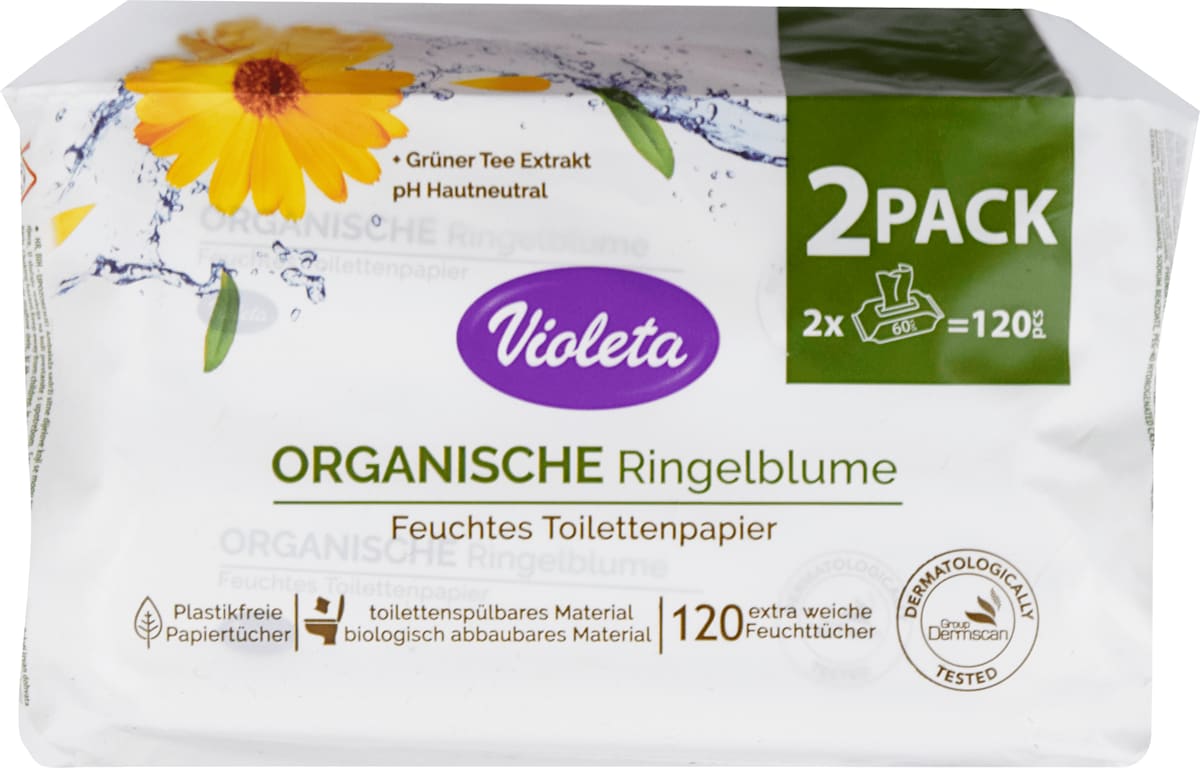 Violeta Vlažni toaletni papir s ekstraktom nevena 2 - pack, 120 listića ...