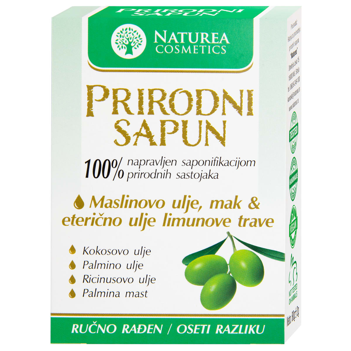 NATUREA COSMETICS PRIRODNI sapun - maslinovo ulje, mak & eterično ulje limunove trave, 80 g | dm.rs