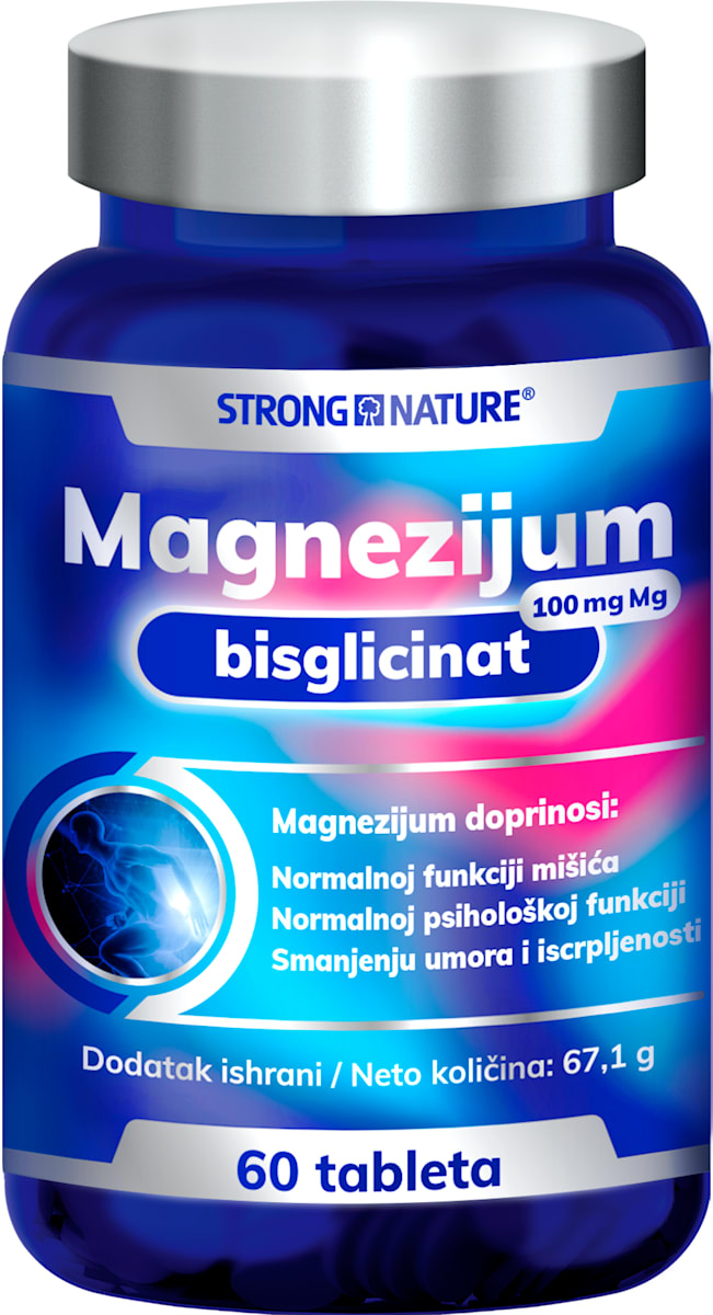 STRONG NATURE Magnezijum bisglicinat 100mg tablete, 60 kom | dm.rs