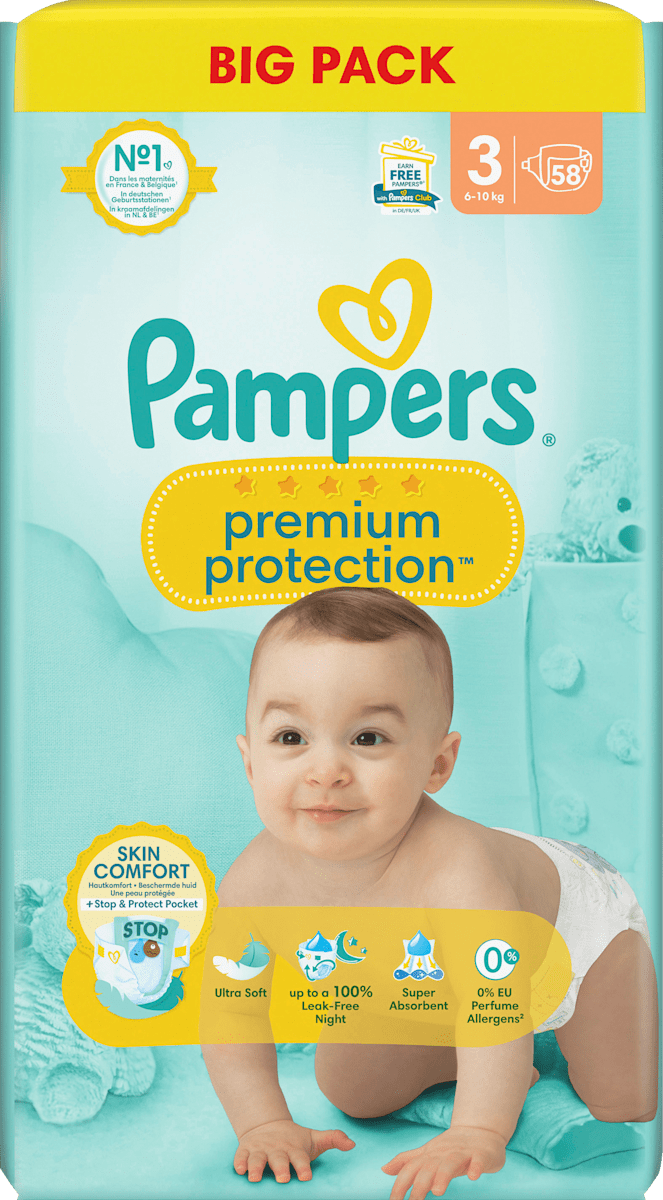 Pampers Windeln Premium Protection Gr.3 Midi (6-10kg), Big Pack, 58 St ...