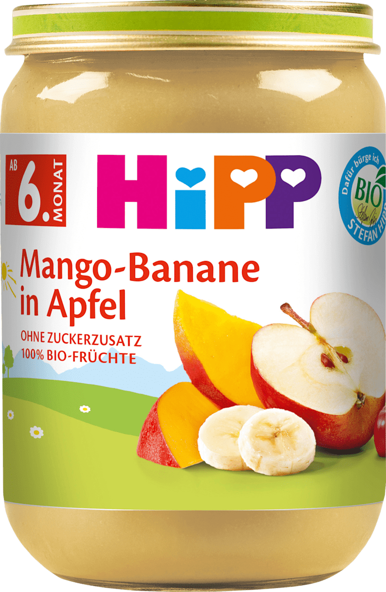 HiPP Früchte Mango-Banane in Apfel ab 6. Monat, 190 g dauerhaft günstig online kaufen | dm.de