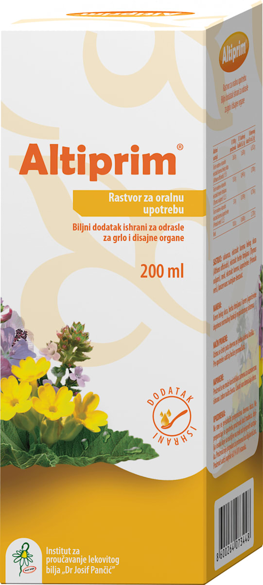 Institut „Dr Josif Pančić“ Altiprim rastvor za oralnu upotrebu, za grlo ...