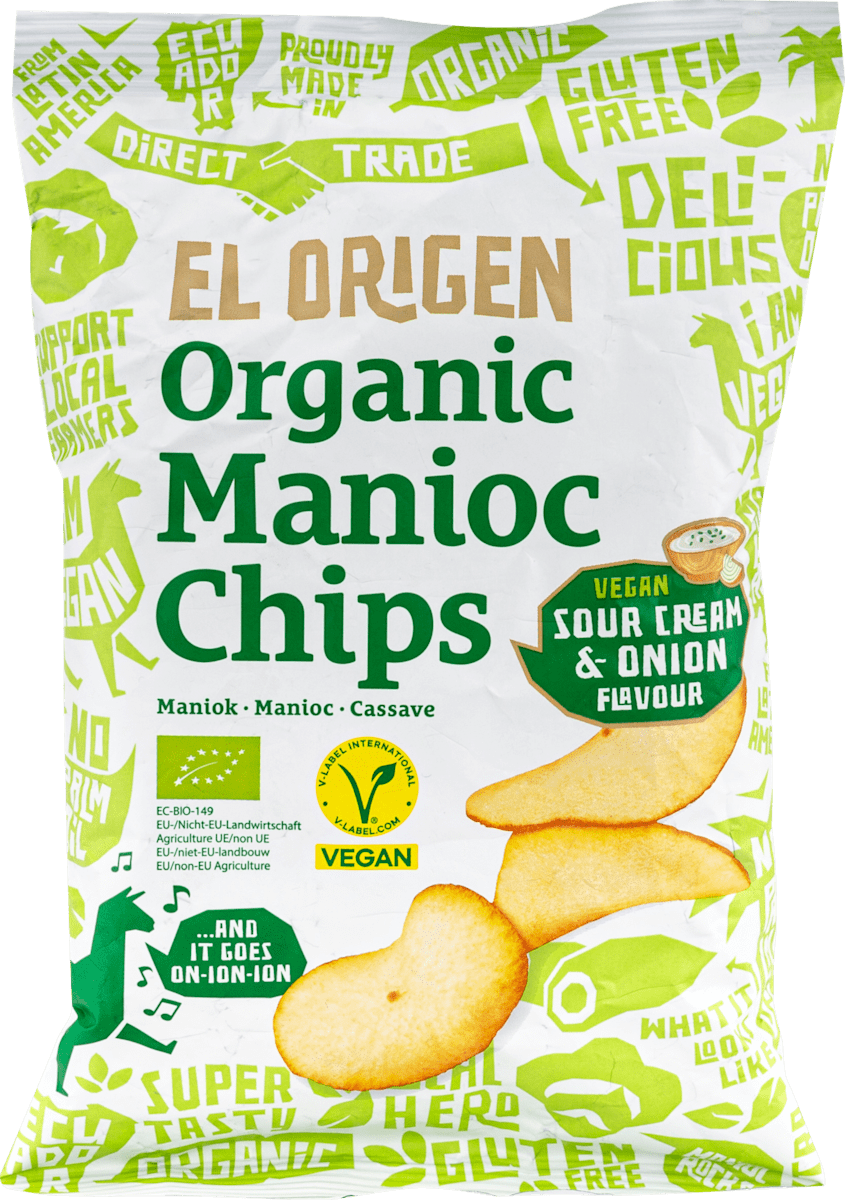 EL ORIGEN Chips Organic Manioc Sour Cream & Onion, 60 g | dm.at