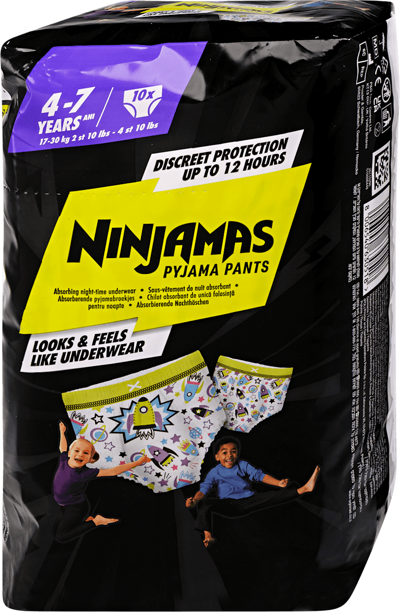 Ninjamas Ninjamas pants, bugyipelenka, 17-30 kg, űr, 10 db | dm.hu