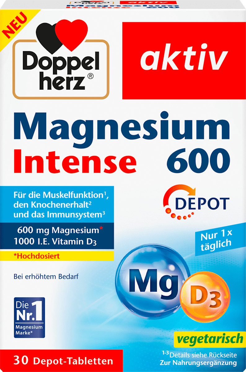 Doppelherz Magnesium Intense 600 + Vitamin D3 Tabletten 30 St, 47,1 g dauerhaft günstig online ...