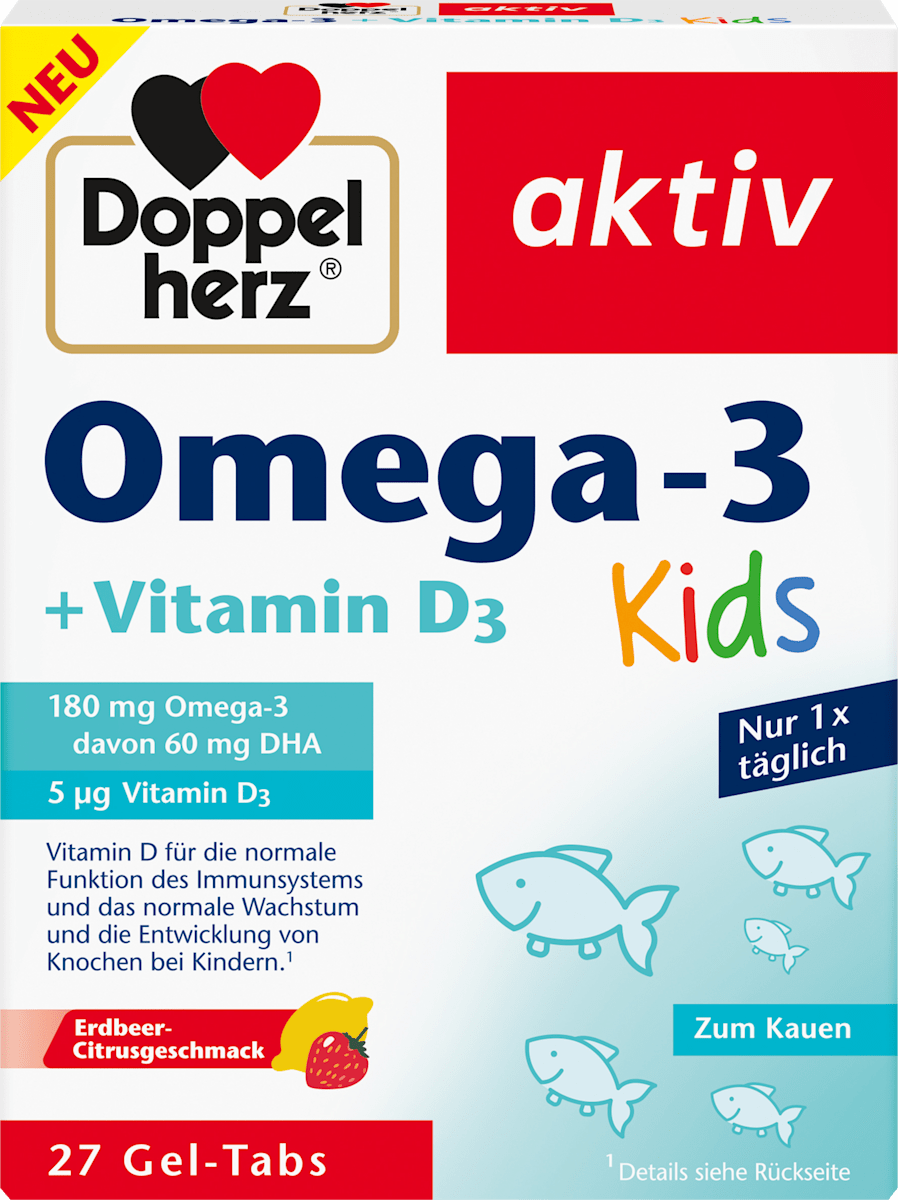 Doppelherz Omega-3 + Vitamin D3 Kids Kautabletten 27 St, 35,1 g ...