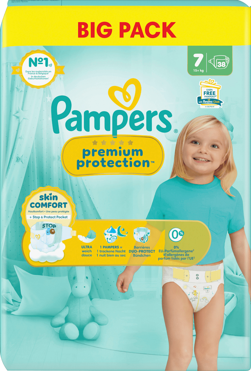 Pampers Windeln Premium Protection Gr. 7 XL (15+ kg) Big Pack, 38 St ...