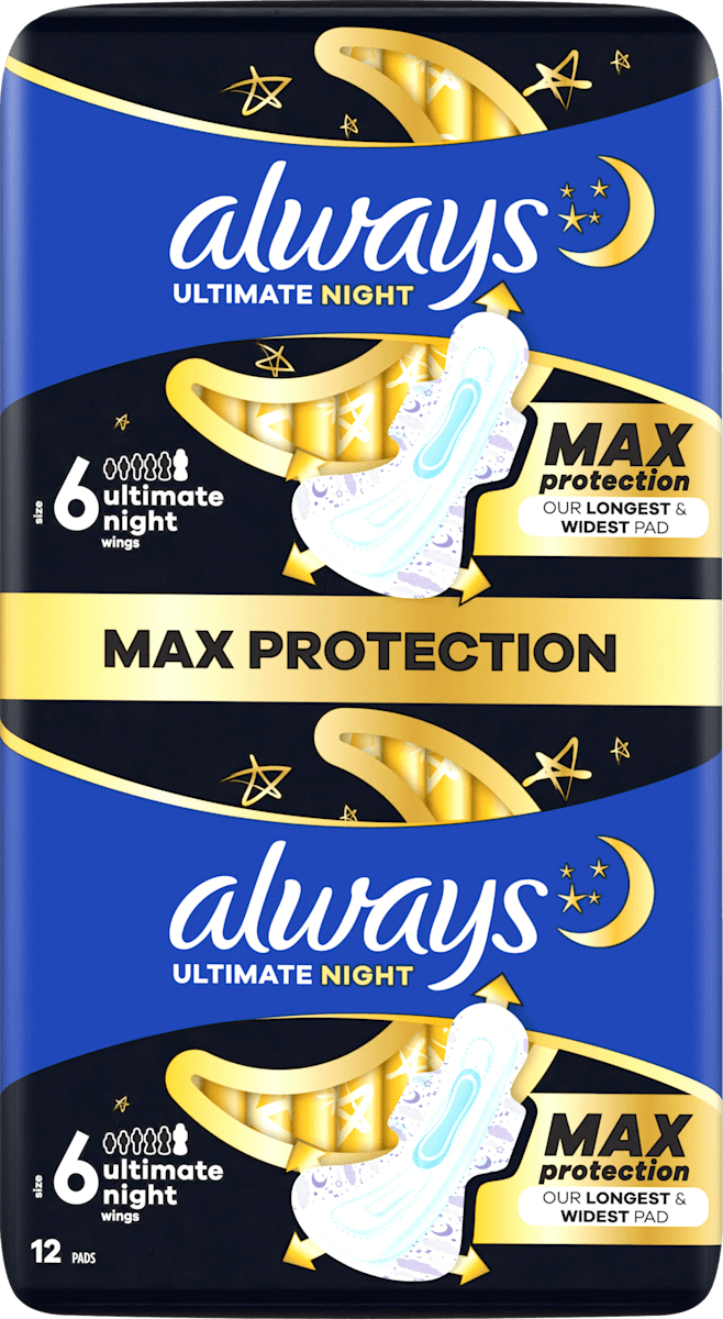 always Ultimate-Binden Night Max Protection 6 mit Flügeln, 12 St ...