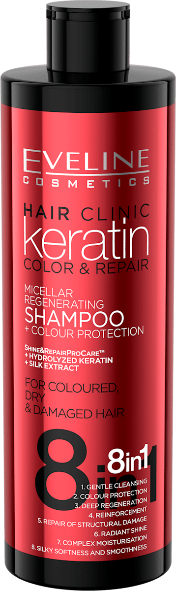 EVELINE COSMETICS keratin COLOR & REPAIR 8u1 - šampon, 400 ml | dm.rs