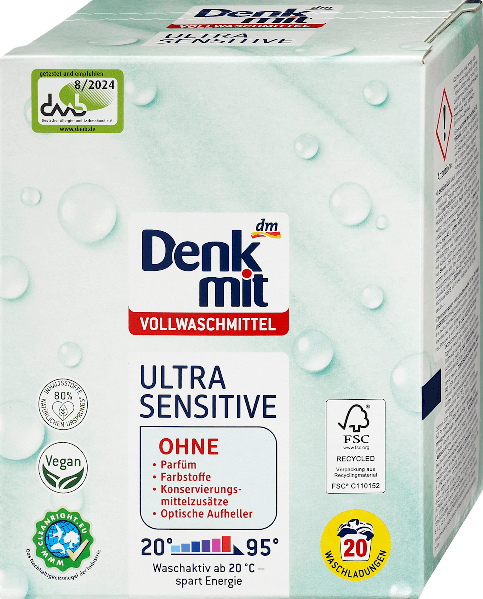 Denkmit Vollwaschmittel Pulver Ultra Sensitive, 20 Wl dauerhaft günstig ...