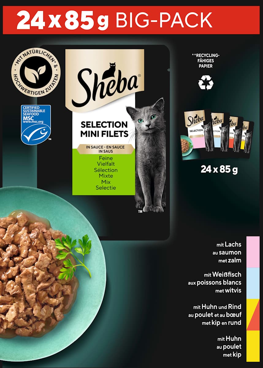 Sheba Nassfutter Katze Selection in Sauce - feine Vielfalt, Bigpack ...
