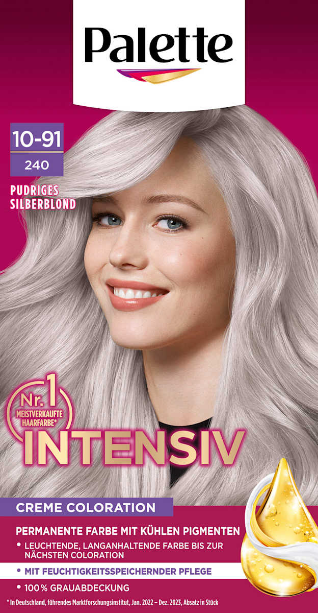Palette Intensive Color Creme Haarfarbe 10-91/240 Pudriges Silberblond ...