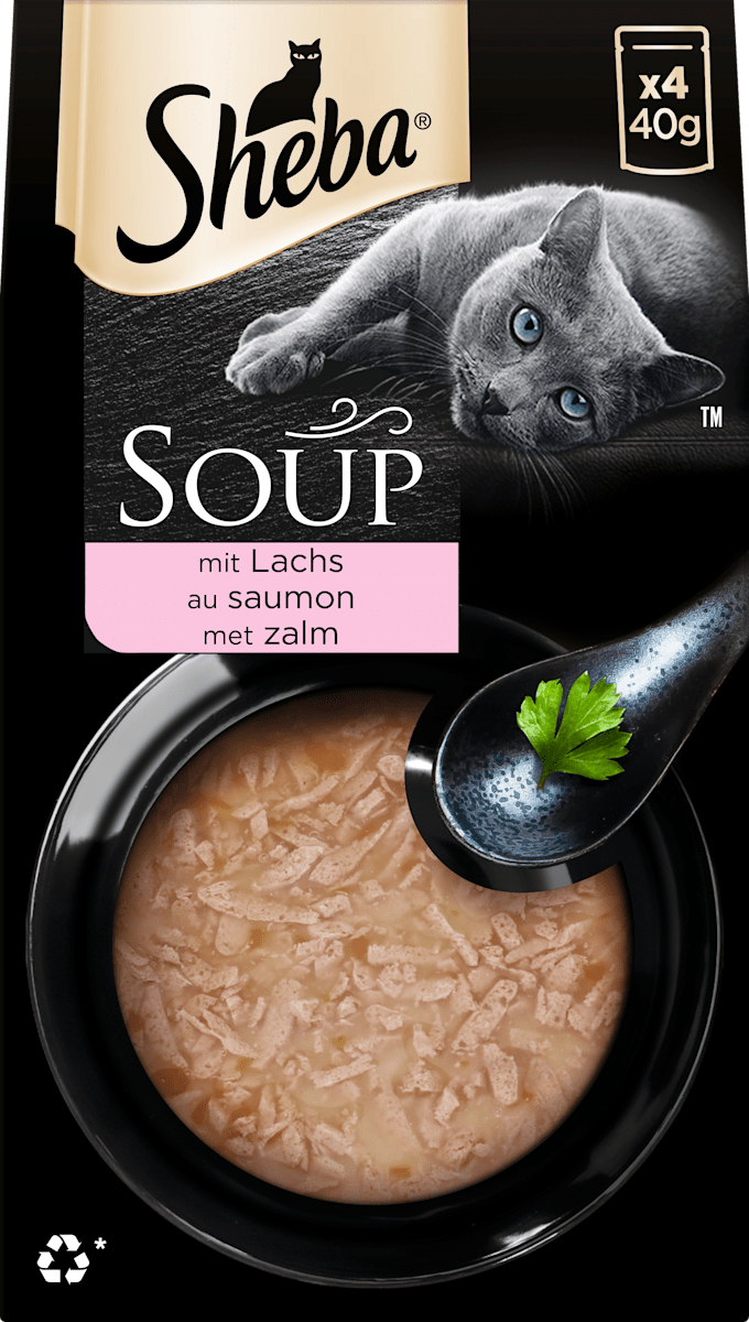 Sheba Nassfutter Katze mit Lachs, Soup Multipack (4x40 g), 160 g ...
