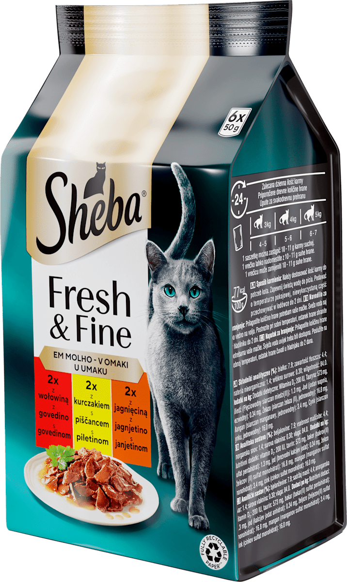 Sheba Potpuna hrana za odrasle mačke – govedina, piletina, janjetina, 6 ...