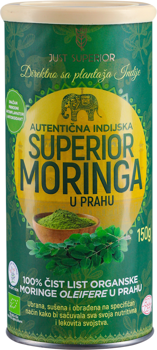 JUST SUPERIOR Organska INDIJSKA SUPERIOR MORINGA U PRAHU, 150 g | dm.rs