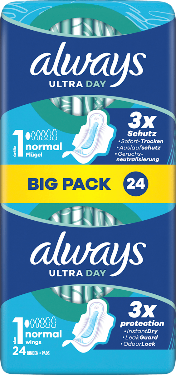 always Ultra-Binden Day Normal 1 mit Flügeln, Big Pack, 24 St dauerhaft günstig online kaufen ...