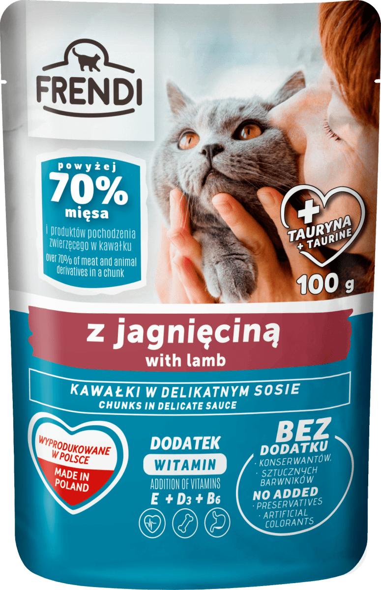 FRENDI Saszetka dla kota - kawałki w sosie z jagnięciną, 100 g kupuj w ...