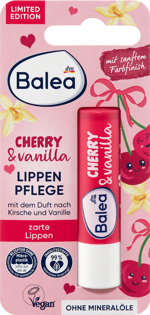 Balea Ajakápoló Cherry & Vanilla, enyhén színezett, 4,8 g | dm.hu