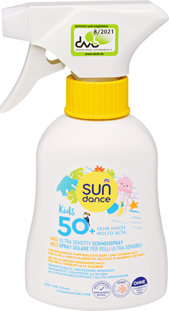 sundance MED Ultra Sensitive Kids sprej za zaščito pred soncem, ZF 50+, 200 ml | dm.si