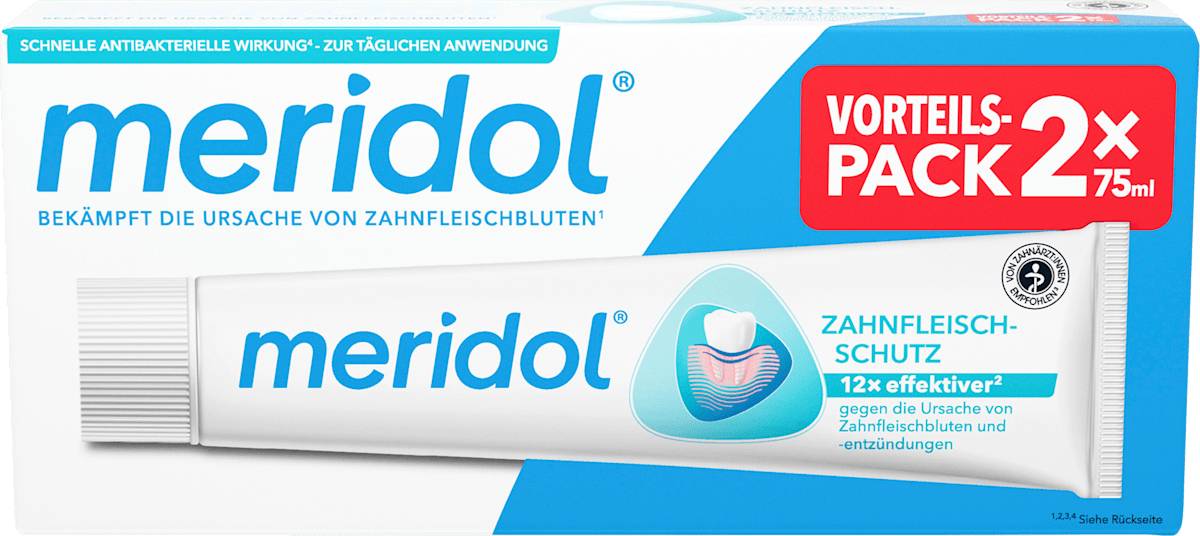 meridol Zahnpasta Zahnfleischschutz (2 x 75 ml), 150 ml dauerhaft ...