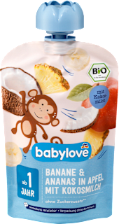 babylove Quetschie Apfel & Mango in Pfirsich mit Hafer ab 1 Jahr, 100 g dauerhaft günstig online ...